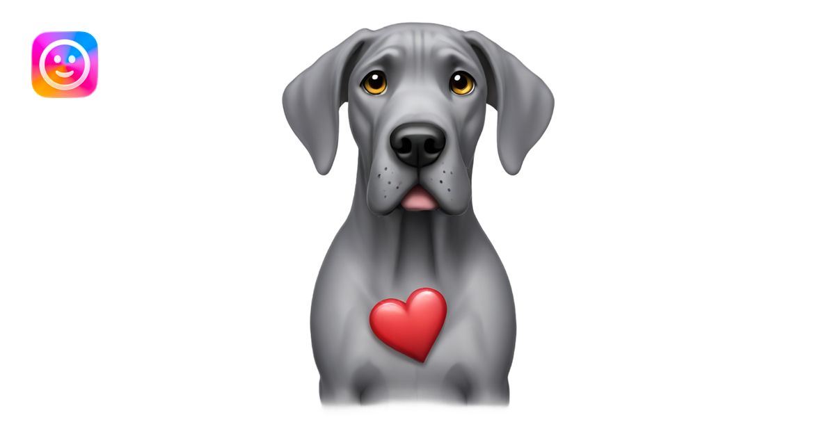 Grey great dane with heart emoji | AI Emoji Generator