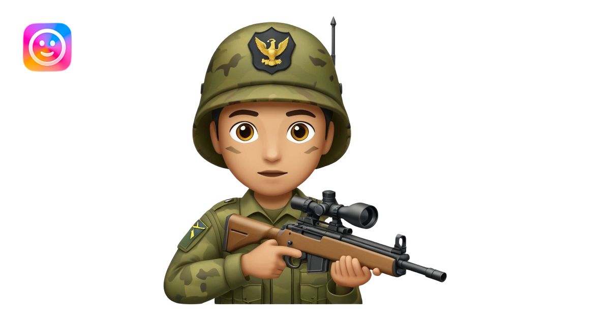 An army policeman aiming with a sniper rifle. emoji | AI Emoji Generator