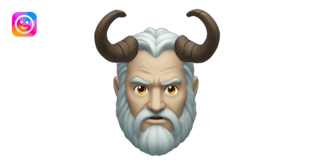 head of Mimir with horns from the God of War emoji | AI Emoji Generator