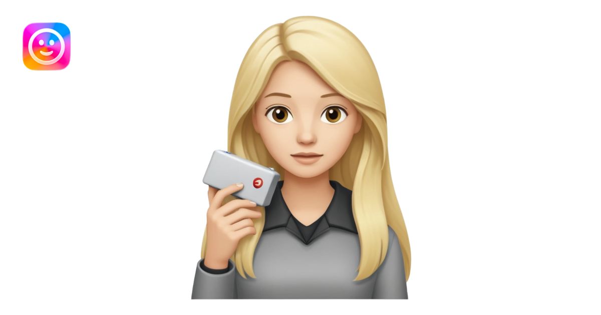 mujer joven rubia con pelo largo con modem de internet emoji | AI Emoji ...