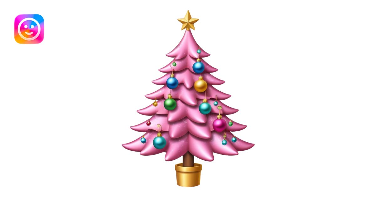 pink christmas tree with pretty ornaments emoji | AI Emoji Generator