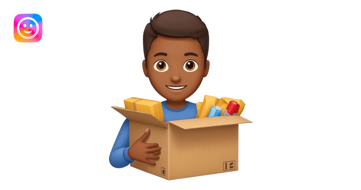 Generate a realistic emoji-style icon of the a person clever packing a ...