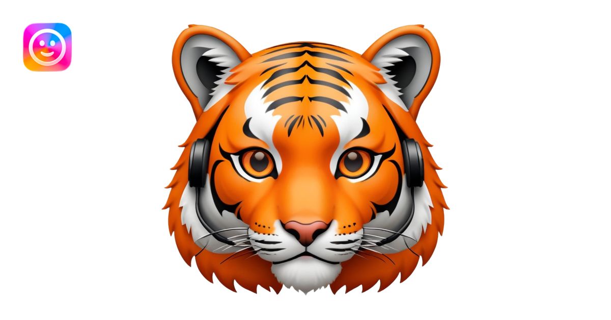 tiger face wearing VR headset for Twitch emote emoji | AI Emoji Generator