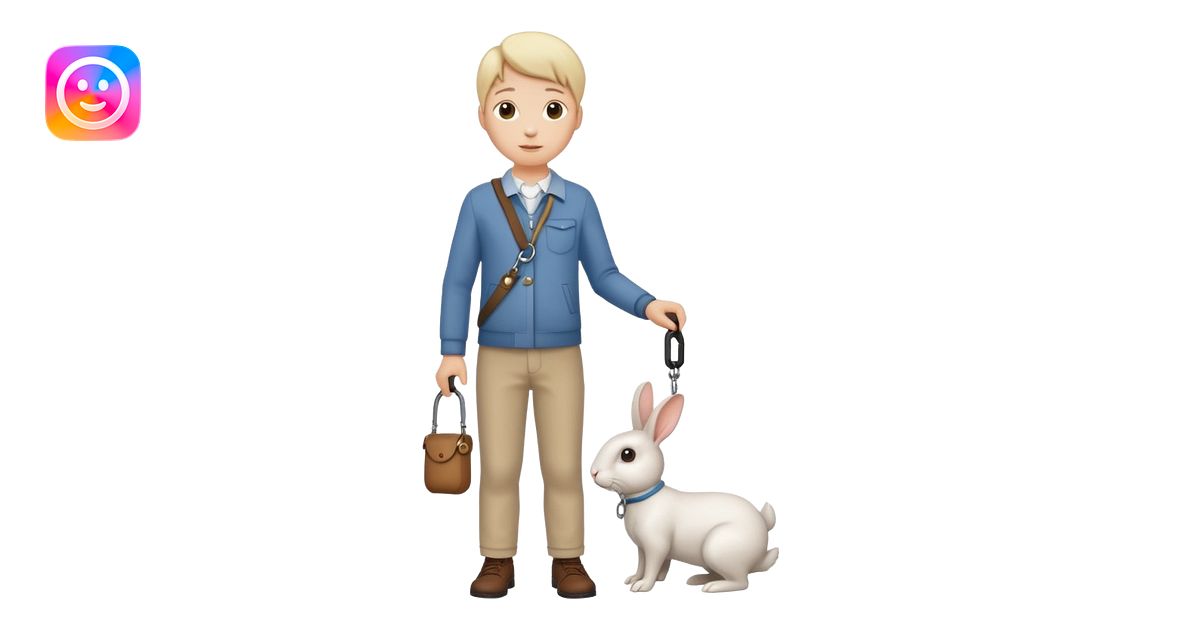 Walker + rabbit leash, Pet Walkers. emoji | AI Emoji Generator