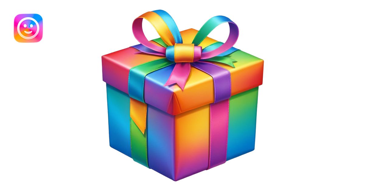 bright rainbow gift box emoji | AI Emoji Generator