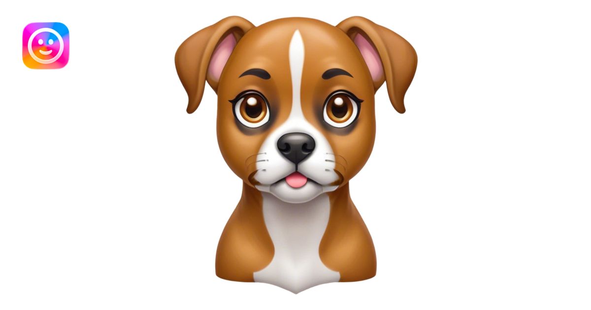 Cinematic Cute Fawn Boxer Dog Portrait Emoji, Head tilted playfully and ...