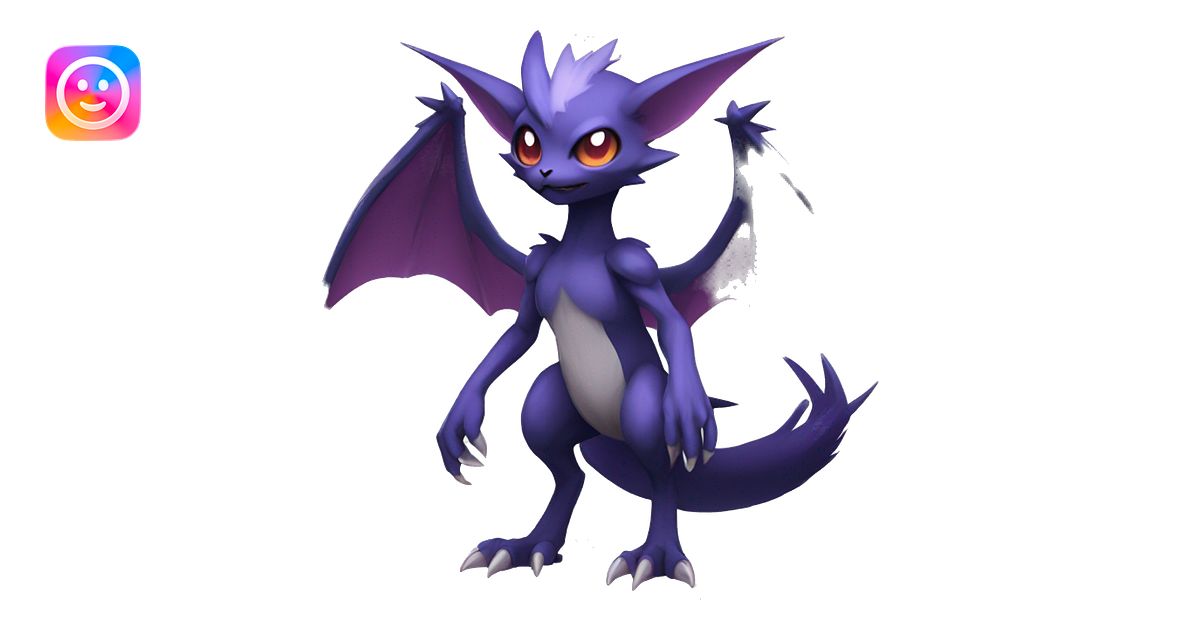 Edgy Cool Kawaii Noivern-Noibat-Absol-Pokémon Full Body emoji | AI ...