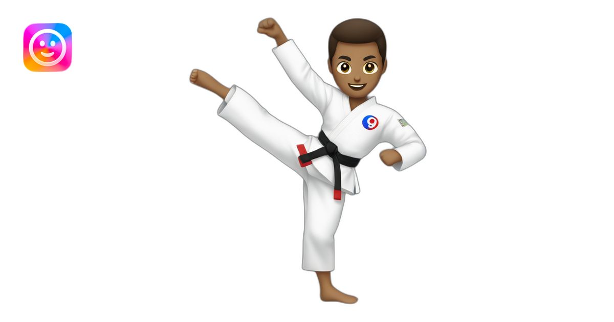 Spinning taekwondo high kick emoji | AI Emoji Generator