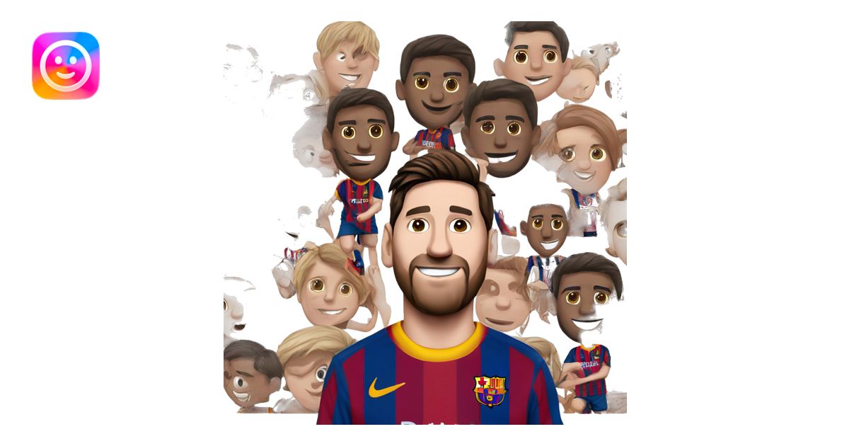 messi with a fc barcelone shirt emoji | AI Emoji Generator