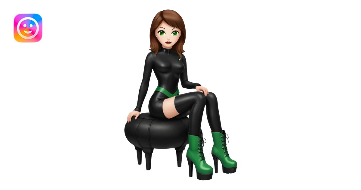 Create Dominatrix in black latex clothes,green eyes,brown hair and ...