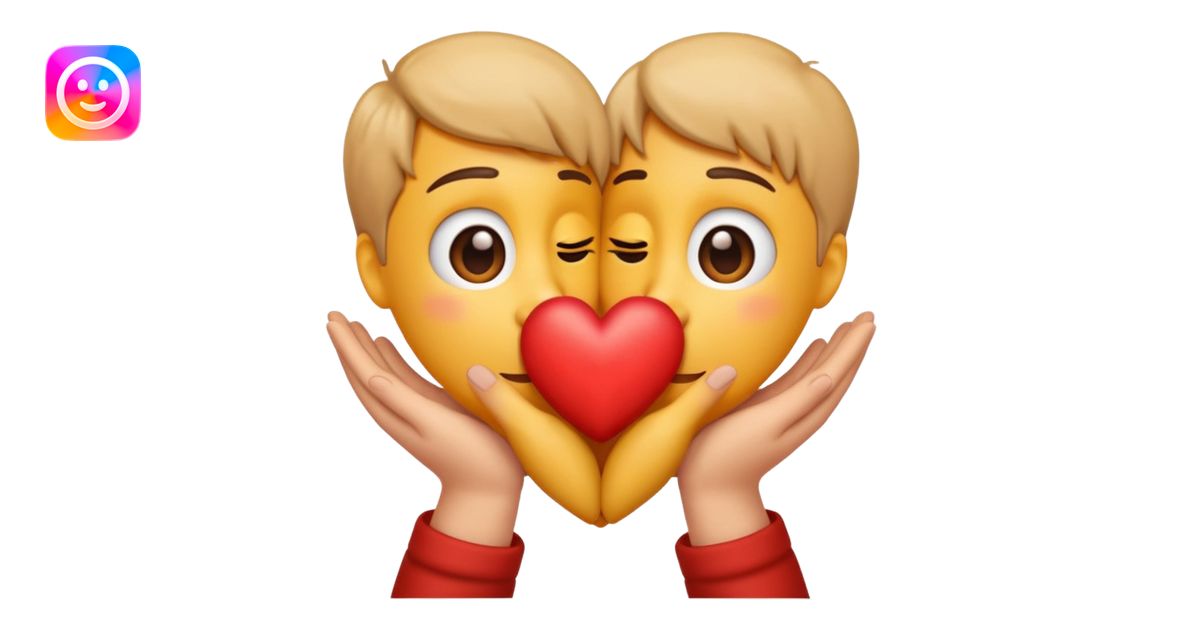 emoji representing empathy, two hands gently holding a heart, warm and ...