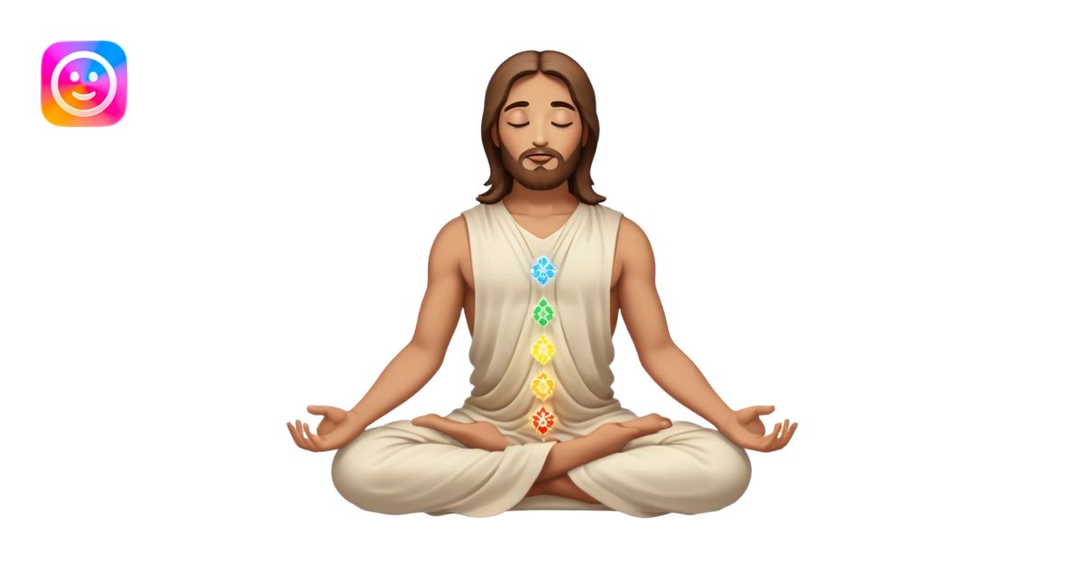 Jesus meditating with all 7 chakras activated emoji | AI Emoji Generator