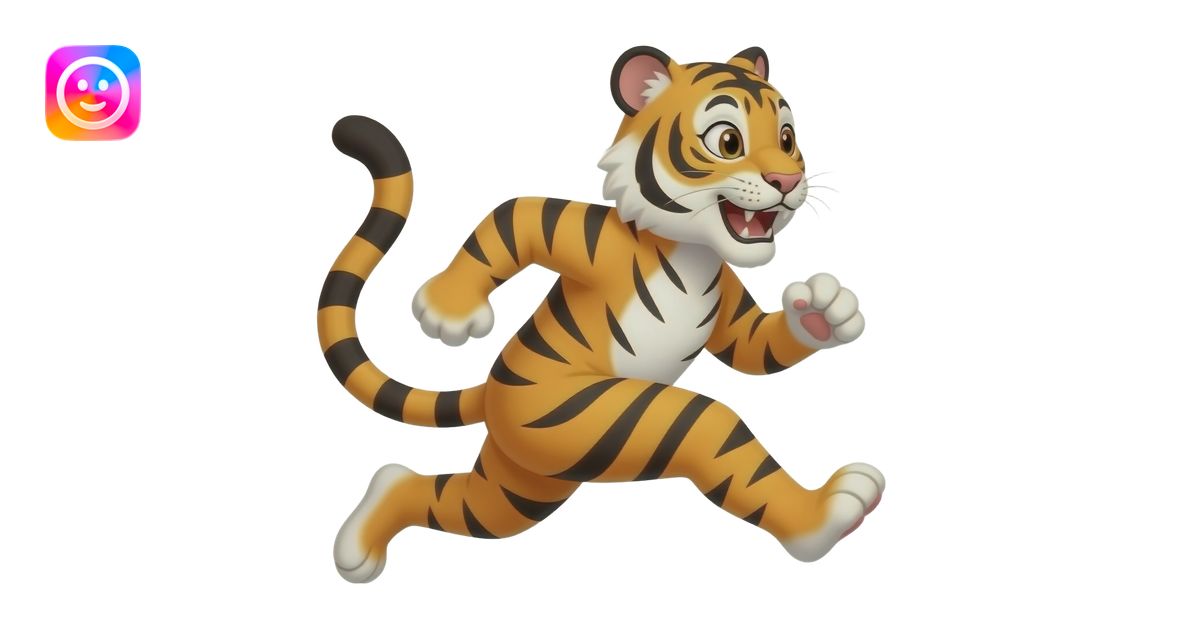 Cartoon tigeress running emoji | AI Emoji Generator