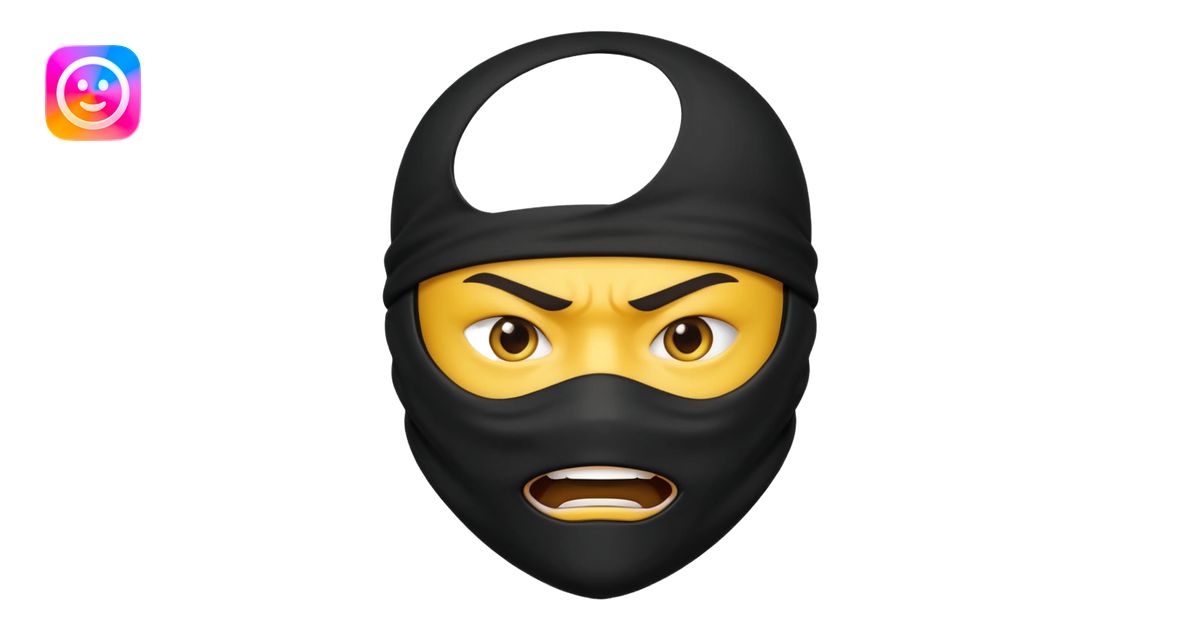 angry ninja face emoji, classic yellow emoji style, mouth and lower ...