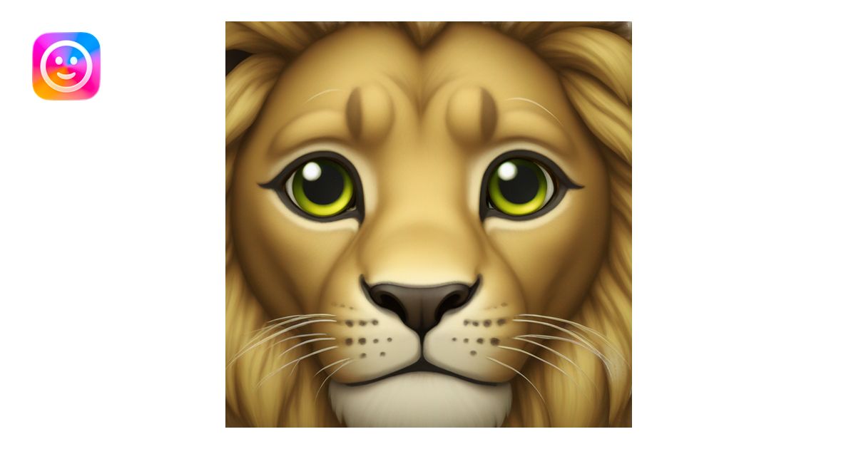 Lion yeux verts emoji | AI Emoji Generator