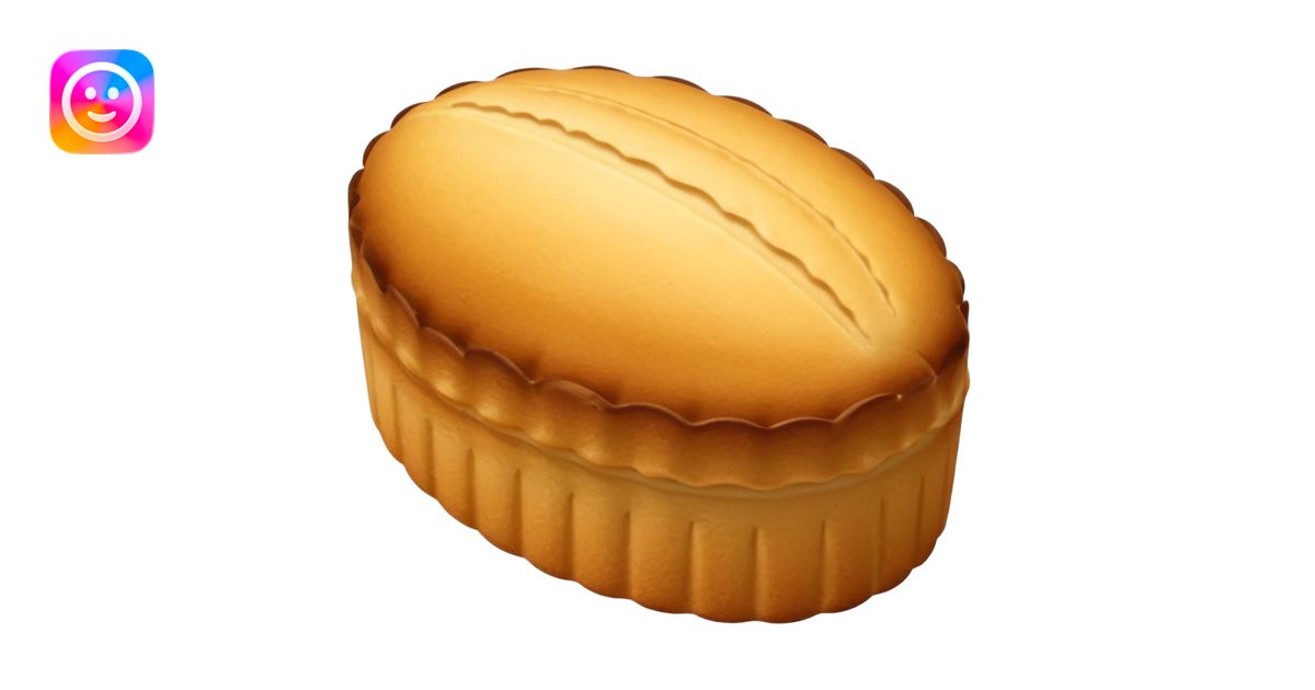 A madeleine pastry. Oval shaped with vertical lines going in the same ...