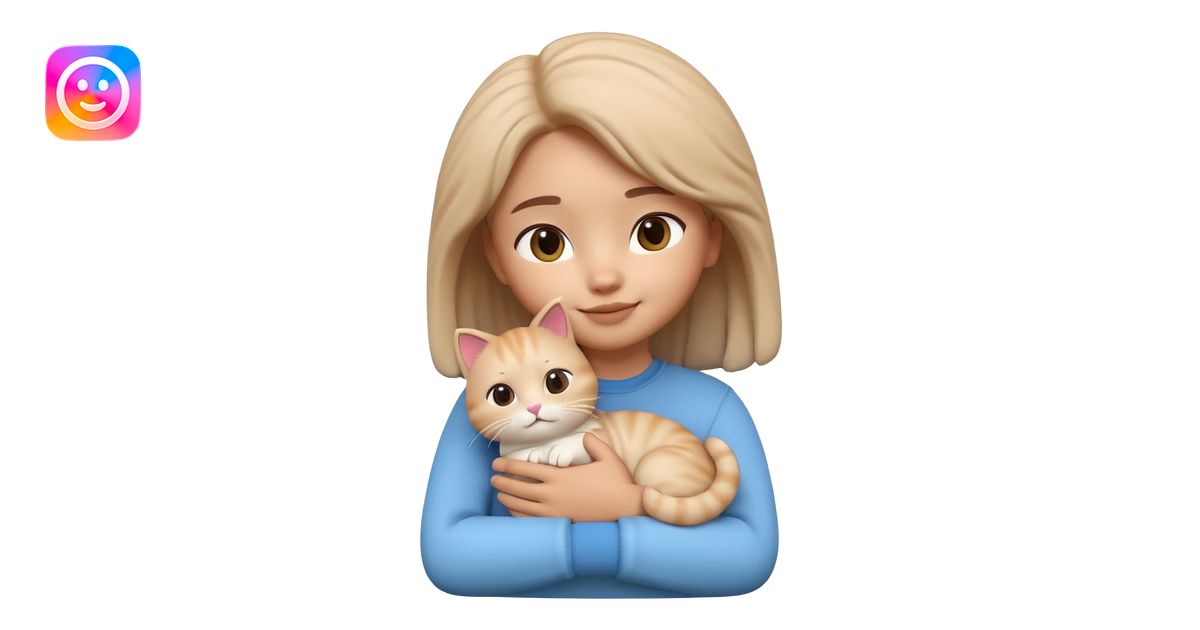 "Apple Memoji style 3D character, a young person gently petting and ...
