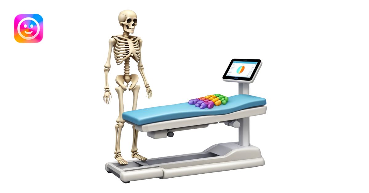 Medical DEXA scan showing bone density measurement, with skeleton ...
