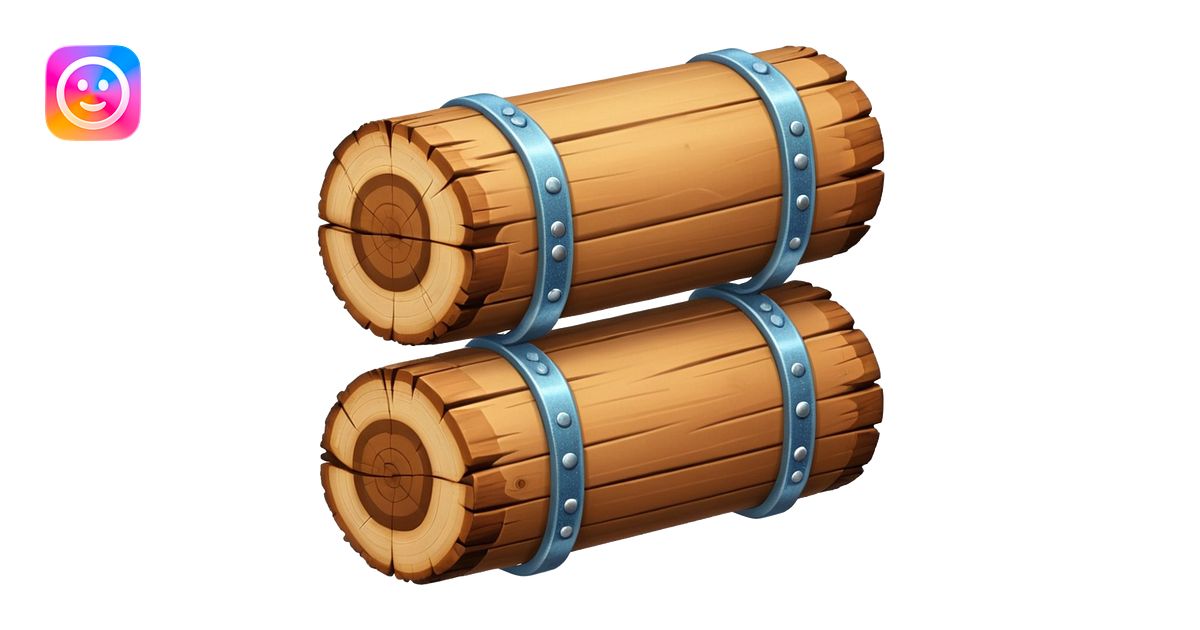 two log emojis, stacked on top of each other, one hanging over the side ...