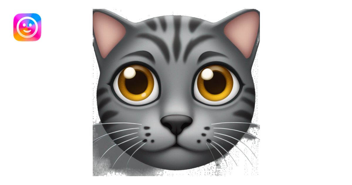 cara de gatito negro con ojos marrones y anteojos emoji | AI Emoji ...