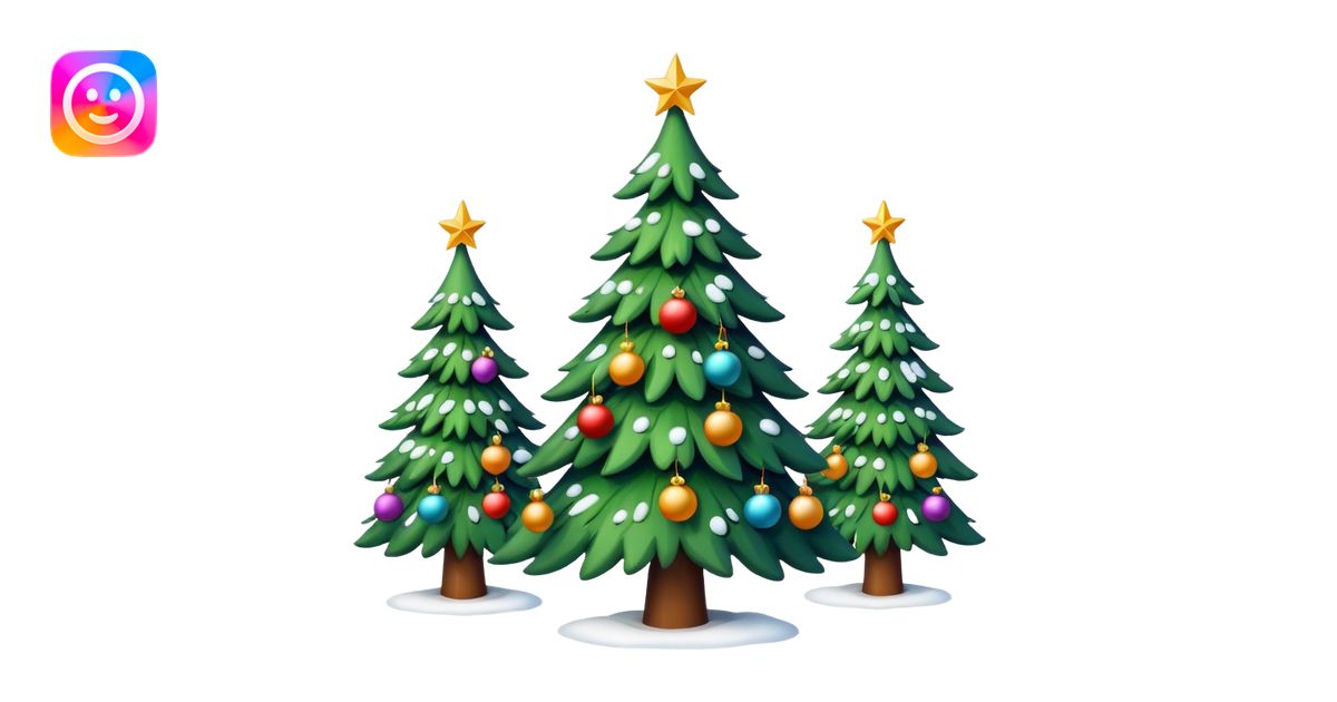 10 Snowy Christmas trees emoji | AI Emoji Generator