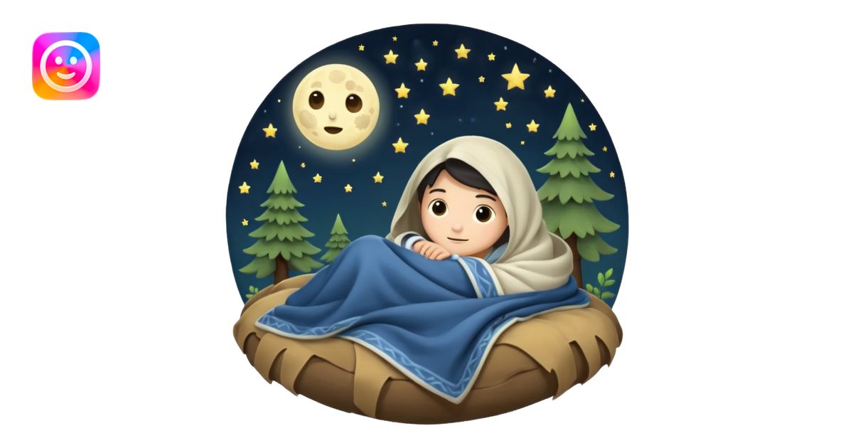 moon tucked into blanket by tiny forest alchemist emoji | AI Emoji ...