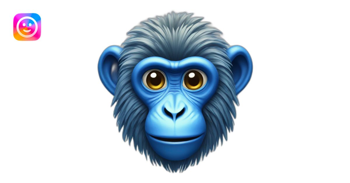psychedelic blue monkey emoji | AI Emoji Generator