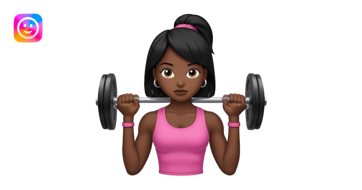 Pretty black hair girl lifting weights emoji | AI Emoji Generator