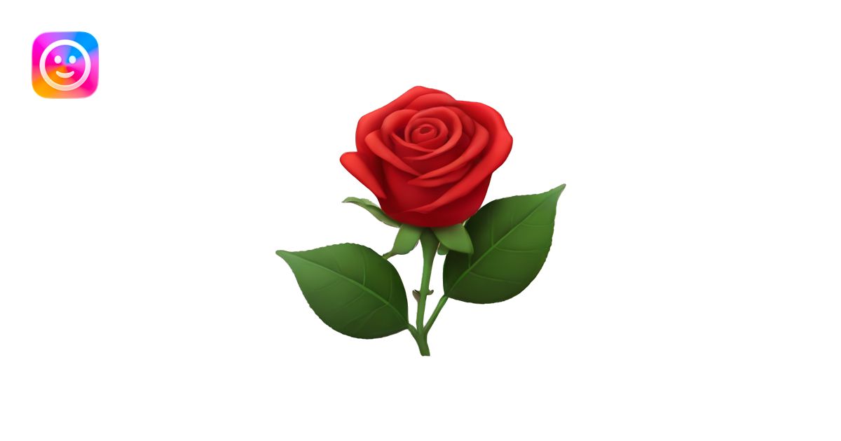 Red rose two leaves emoji | AI Emoji Generator
