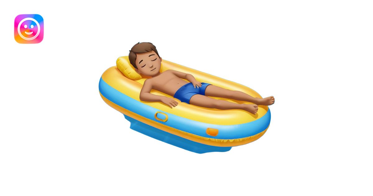boy sleeping on a float in a swimming pool emoji | AI Emoji Generator