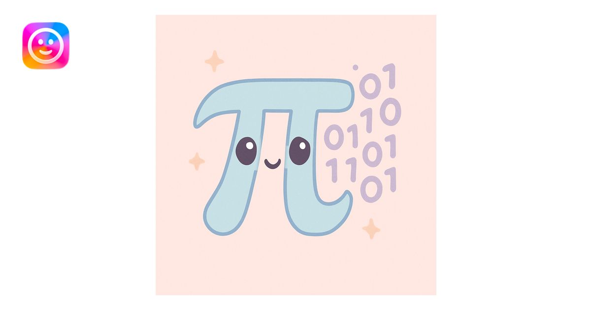 combine the π (pi) math symbol, binary code emerging from it ...