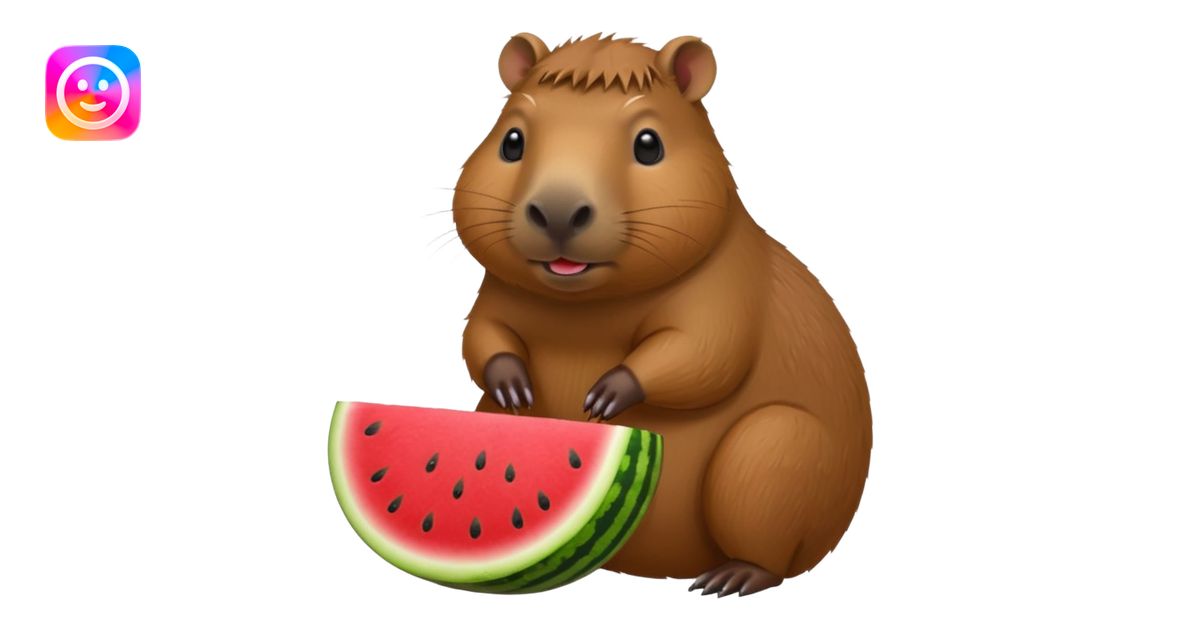 Capybara with watermelon and cute emoji | AI Emoji Generator