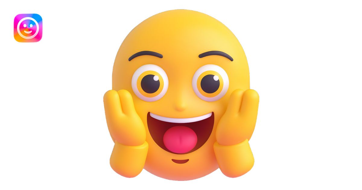 emoji face combining a confident smirk and wide, sparkling, pleading ...