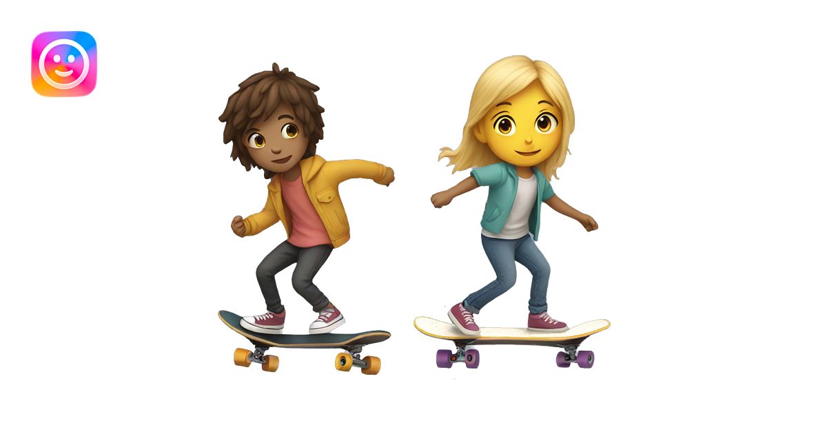 A young person on a skateboard is pushed by another emoji | AI Emoji ...