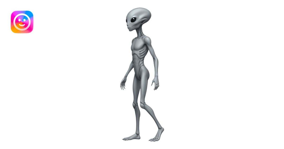 fullbody humanoid gray alien direct sideview emoji | AI Emoji Generator