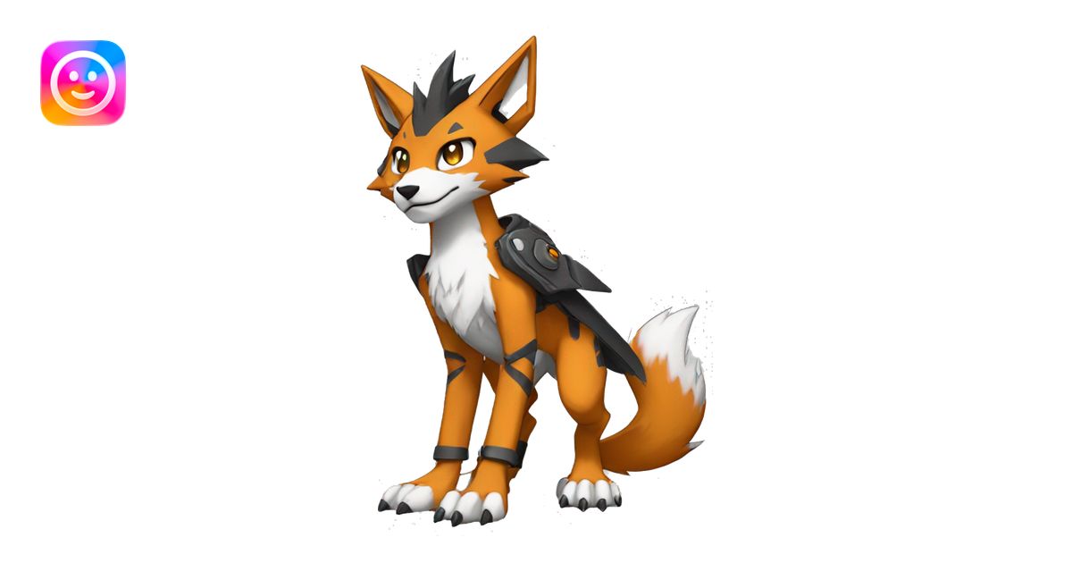 Cool Edgy Digimon-Fakemon-Fox with edgy markings full body emoji | AI ...