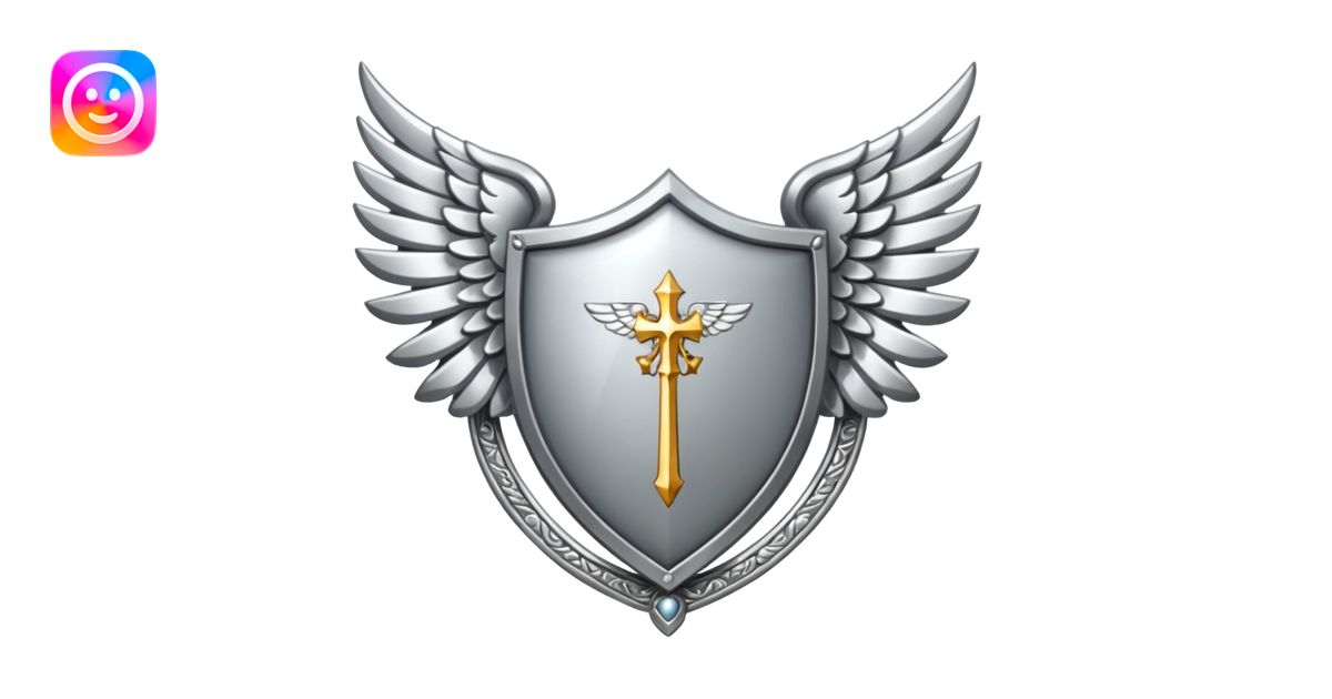 holy emblem with silver wings and shield in the middle emoji | AI Emoji ...