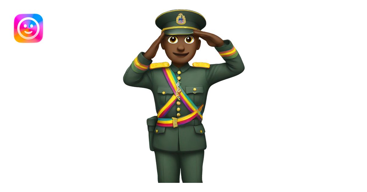 A soldier in a rainbow uniform saluting emoji | AI Emoji Generator