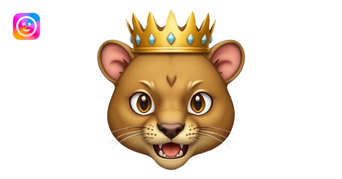 Fossa animal wearing a crown is angry emoji | AI Emoji Generator