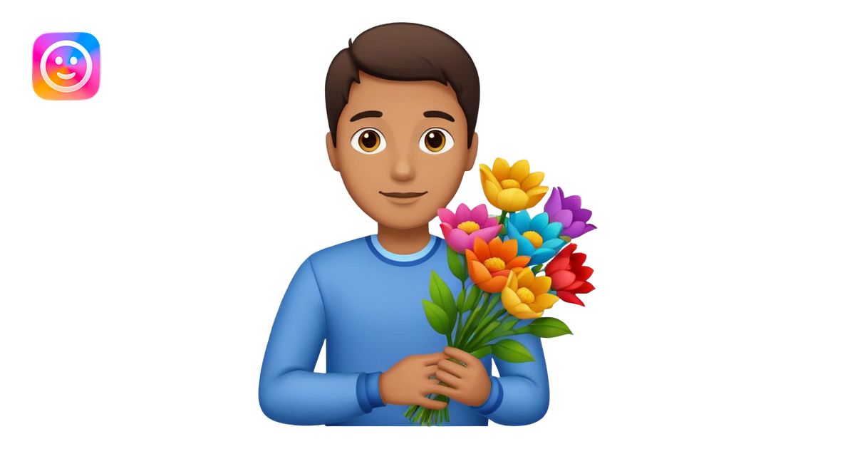 man flower-holding person bouqet emoji | AI Emoji Generator