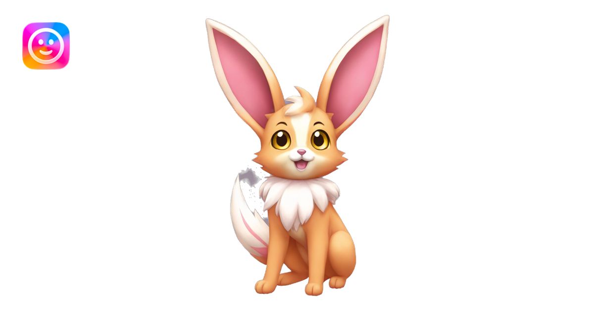 Sylveon-Eevee-Bunny-Fox-Pokémon-fusion full body emoji | AI Emoji Generator