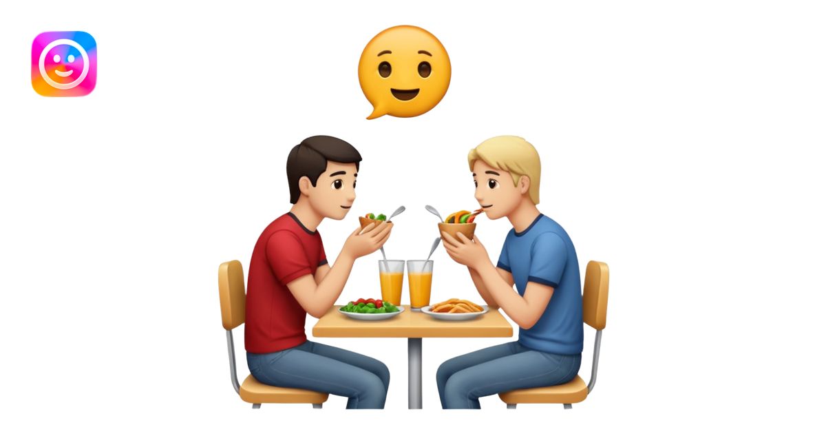 friends having lunch together, face each other emoji | AI Emoji Generator