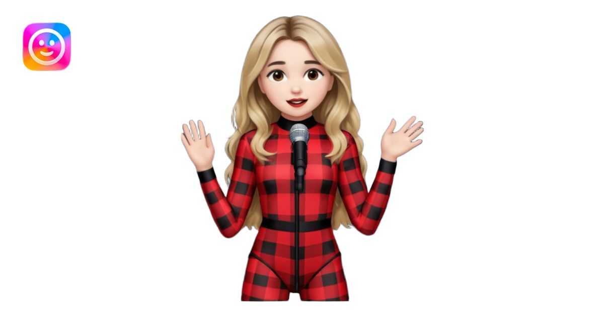 Sabrina carpenter singing at concert wearing a black and red plaid ...