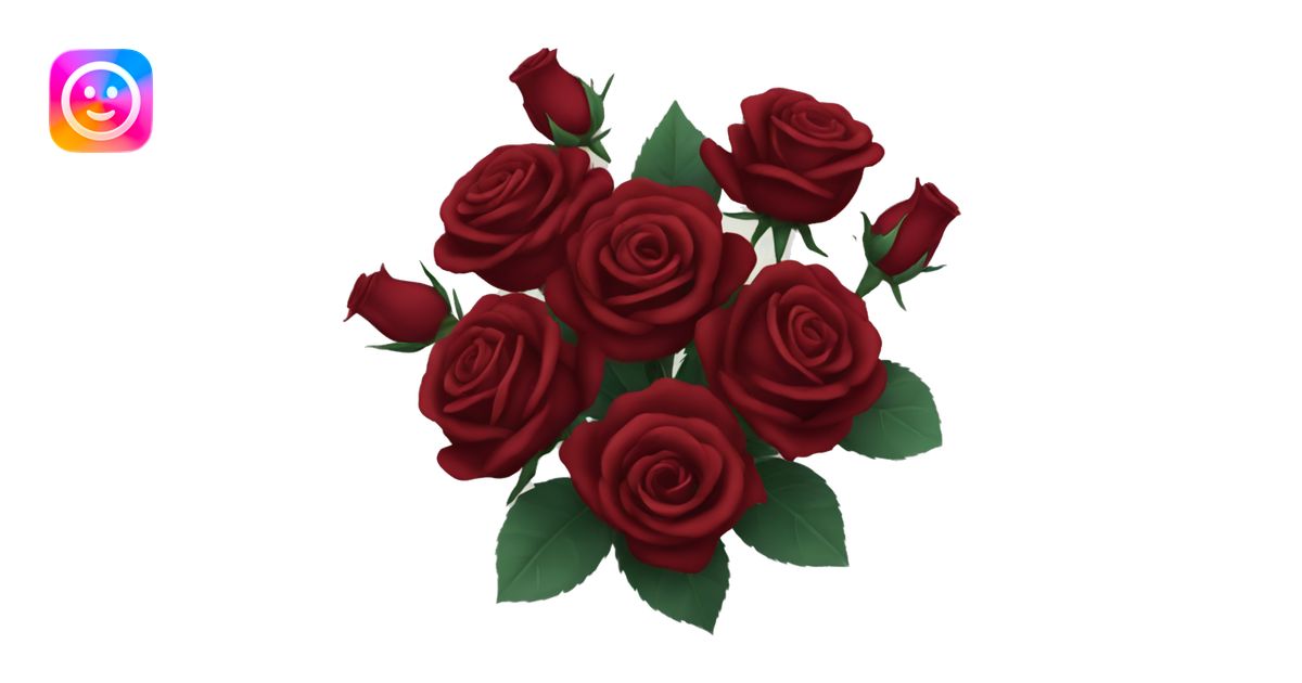 Bouquet of dark red roses emoji | AI Emoji Generator