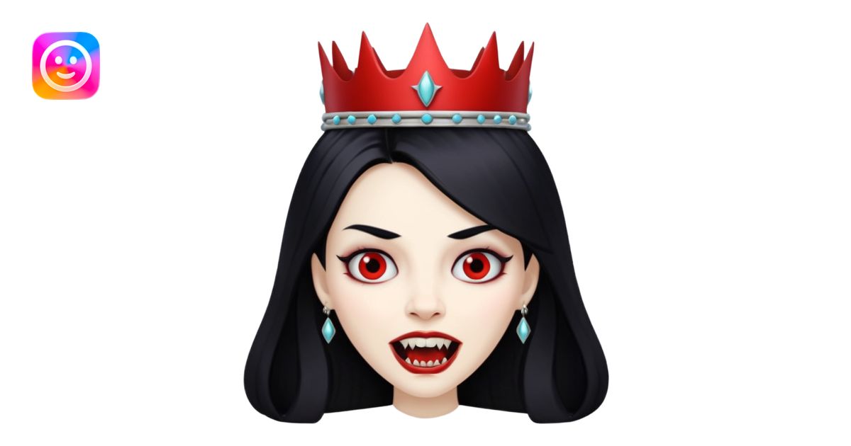 queen vampire with crown and fangs emoji | AI Emoji Generator