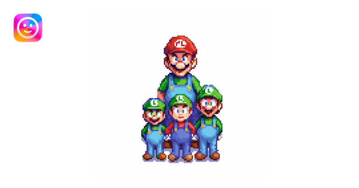 Mario and Luigi standing together, pixel art style illustration | AI ...