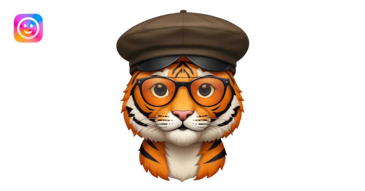 tiger in sunglasses with berets emoji | AI Emoji Generator
