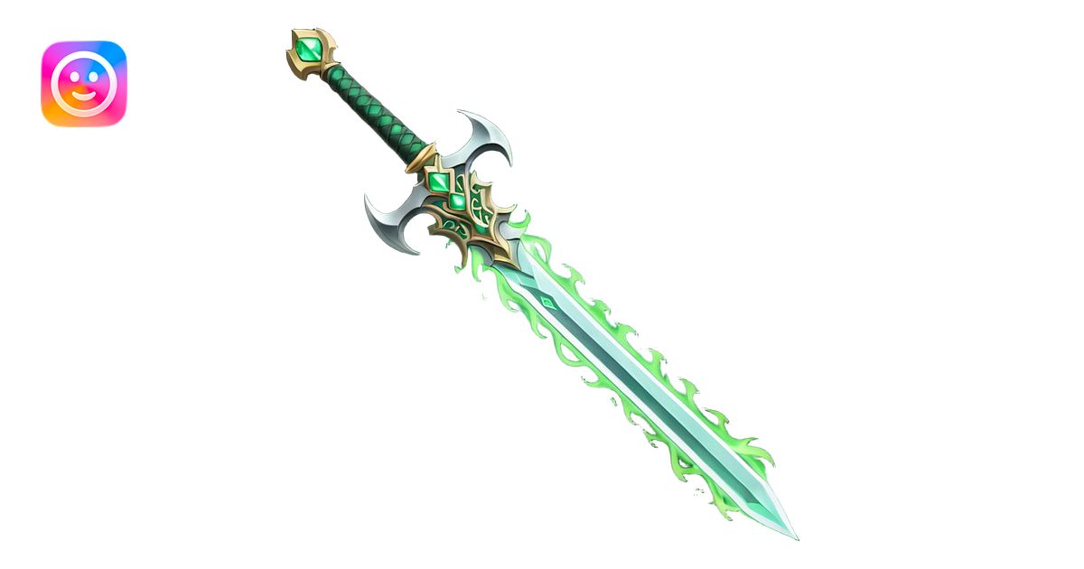 magical greatsword with a Eldritch green fire powers in it emoji | AI ...