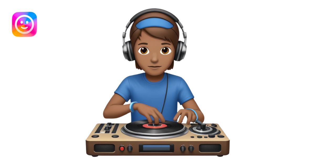 a DJ with headphone and a turntable emoji | AI Emoji Generator