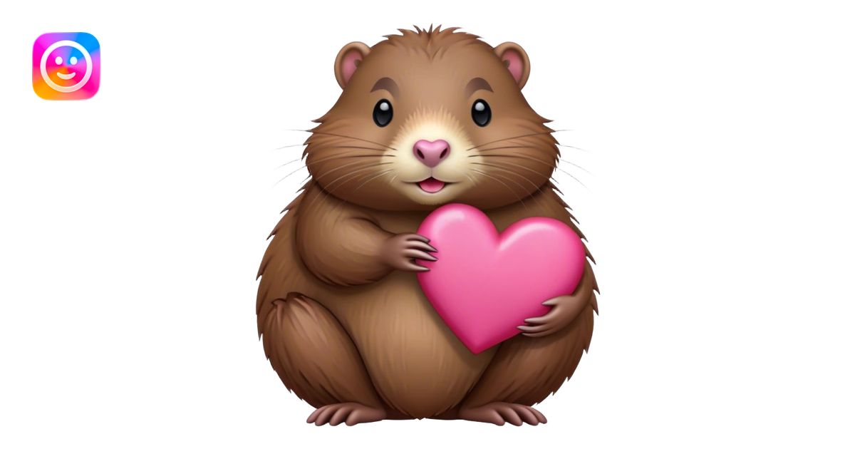nutria abrazando un corazon rosa emoji | AI Emoji Generator